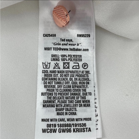 Ted Baker | Tops | Ted Baker Kriista Sheer Blouson Sleeve Blouse Ivory ...